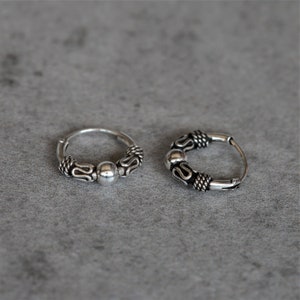 Sterling Silver Bali Hoops 10mm Bali Ball Hoops Oxidized - Etsy