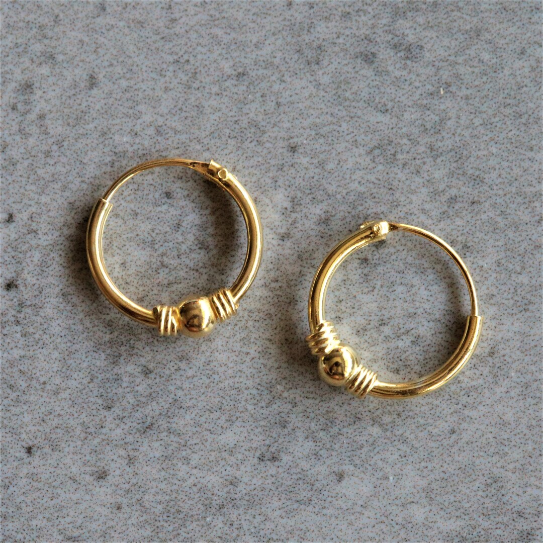 Gold Plated Bali Hoops, 12mm Gold Bali Hoops, Gold Hoops, Cartilage ...