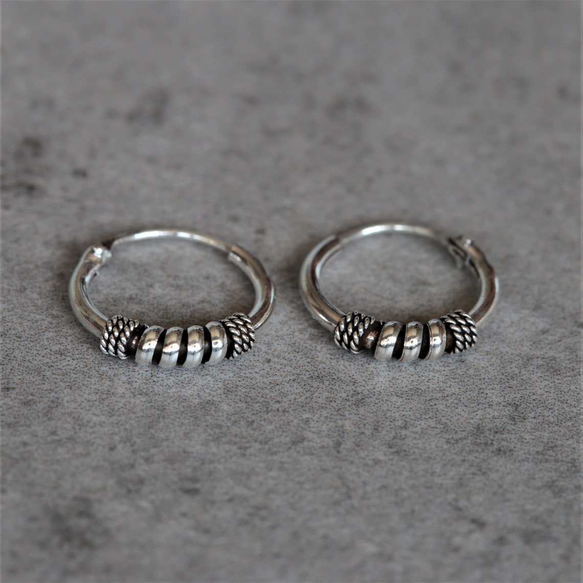 Sterling Silver Bali Hoops 14mm Bali Hoops Oxidized Bali - Etsy