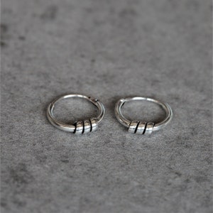 Sterling Silver Bali Hoops 10mm Bali Hoops Oxidized Bali - Etsy