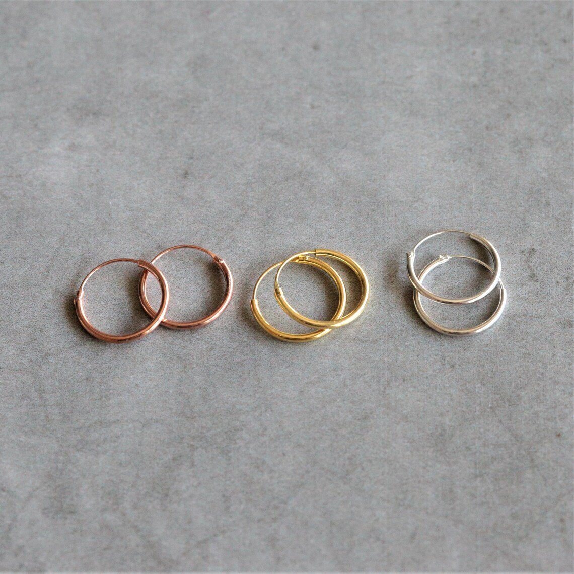 Three Pairs of Minimal Hoops 14mm Tube Hoops Three Pairs of - Etsy
