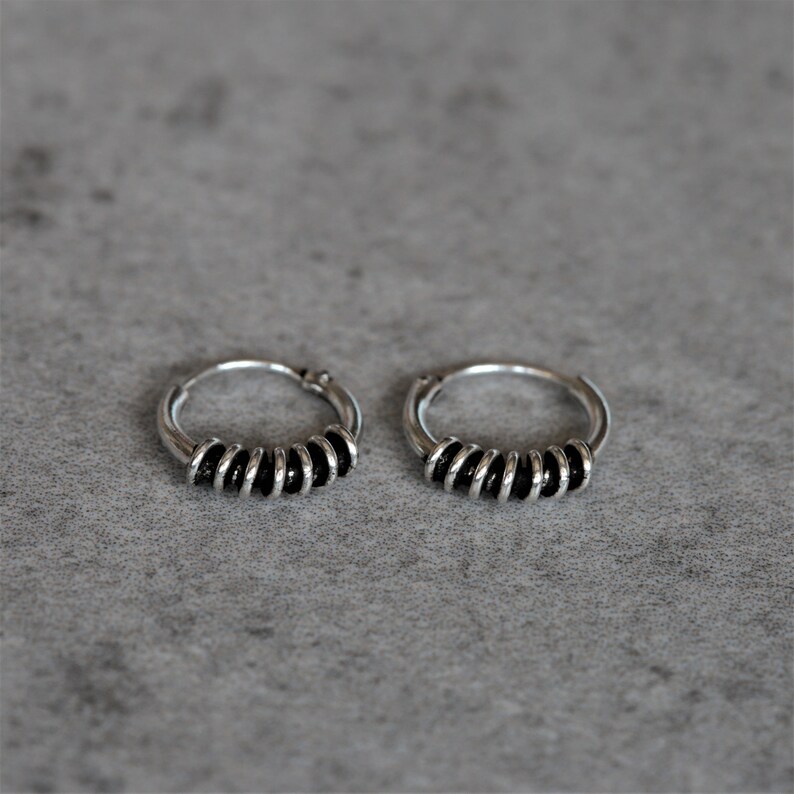 Sterling Silver Bali Hoops 10mm Bali Hoops Oxidized Bali - Etsy