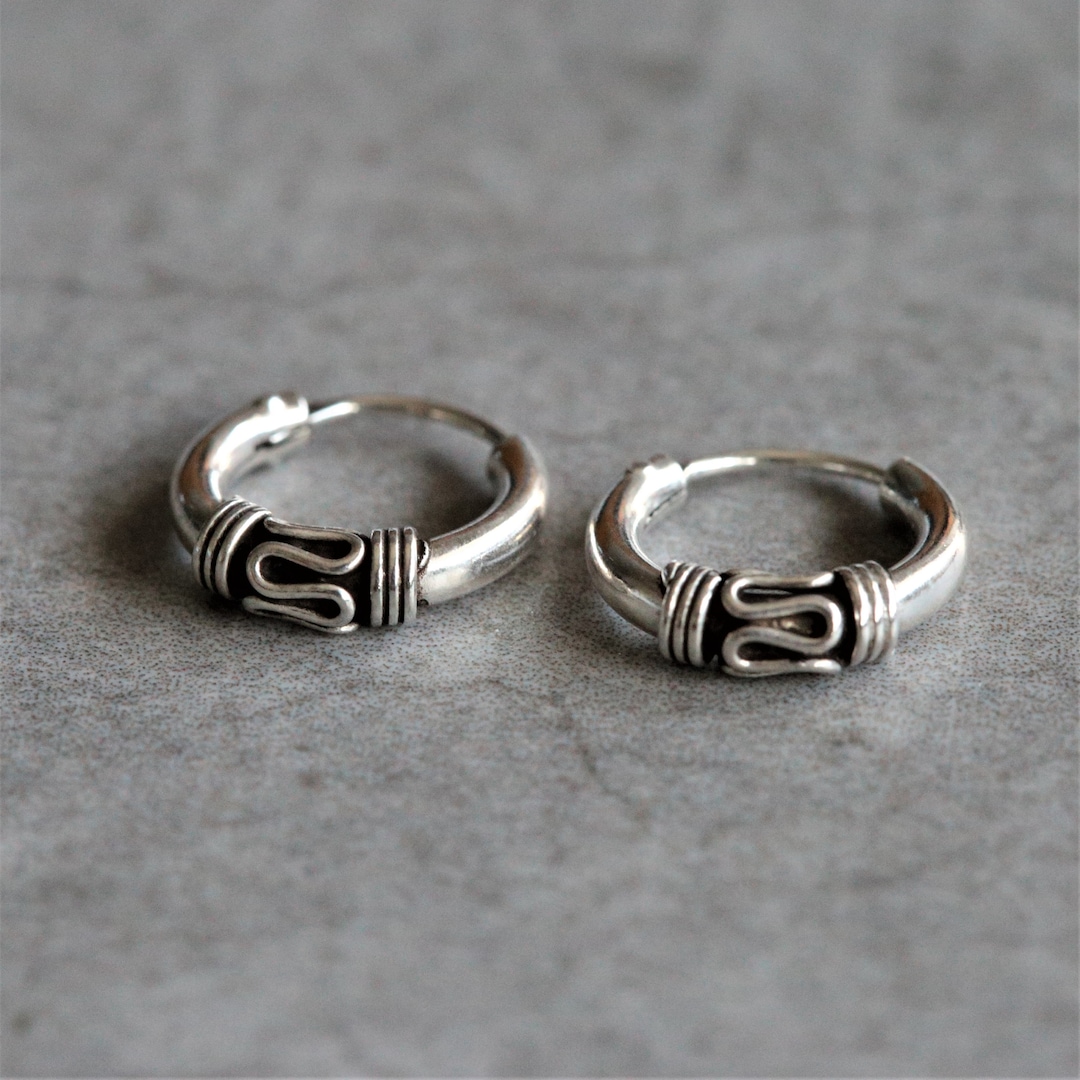 Sterling Silver Thick Bali Hoops 10mm Bali Hoops Oxidized - Etsy