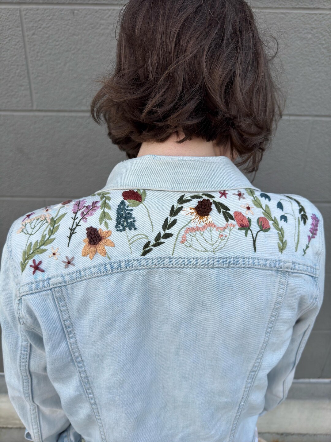Hand Embroidered Jean Jacket (ivy) - Etsy