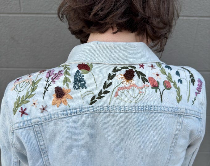 Hand Embroidered Jean Jacket (ivy) - Etsy