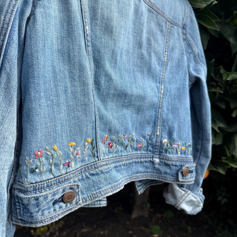 Hand Embroidered Jean Jacket - Etsy