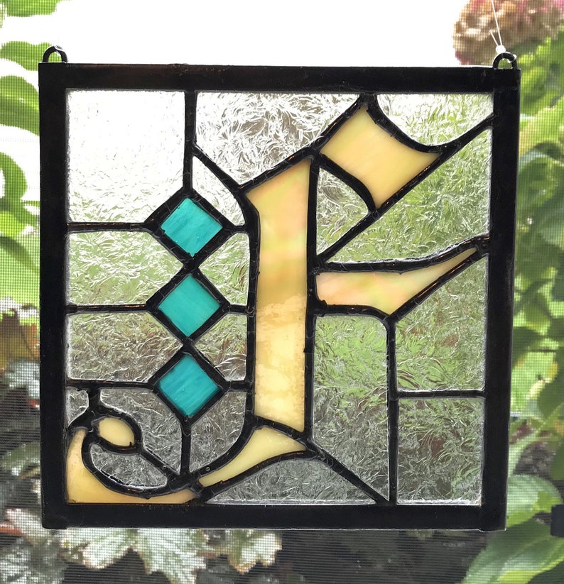 Fraktur Monogram Stained Glass Hanging - Etsy Italia