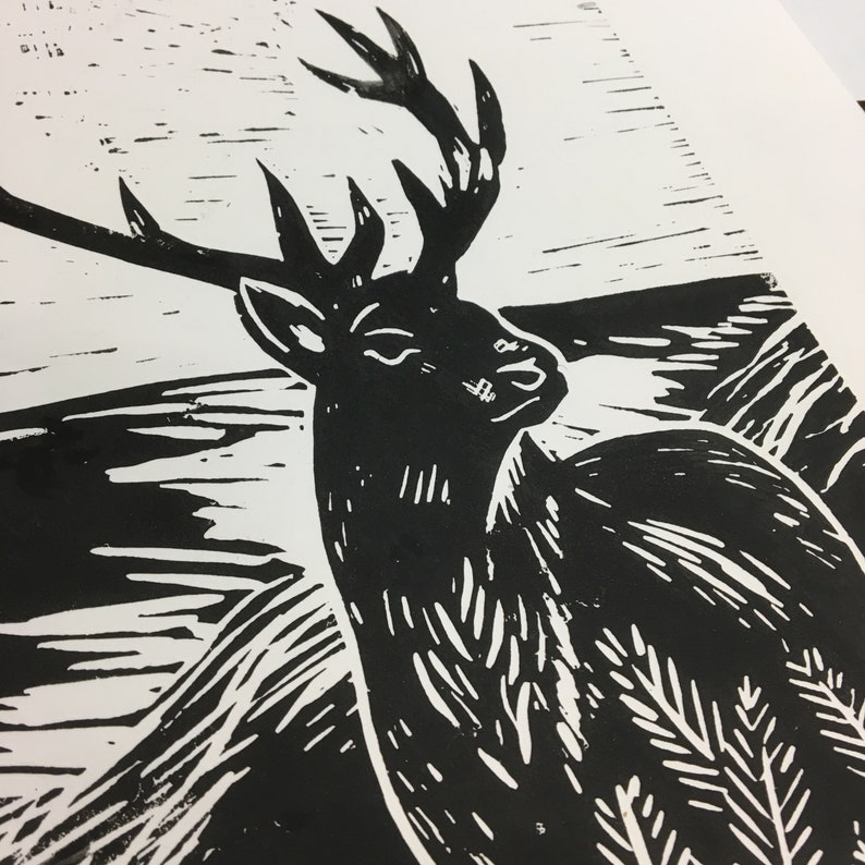 Stag Lino Print - Etsy