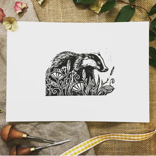 Original Badger Lino Cut Badger Lino Print Badger Gifts - Etsy UK