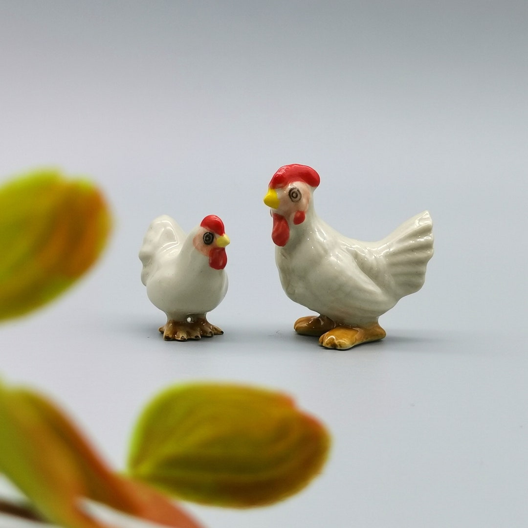 Set of 2 Ceramic Rooster, Ceramic Chicken Figurines, for Home ...