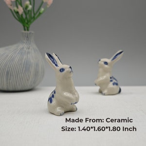 Miniature Ceramic Rabbit Figurines for Decoration-blue-white-tiny ...