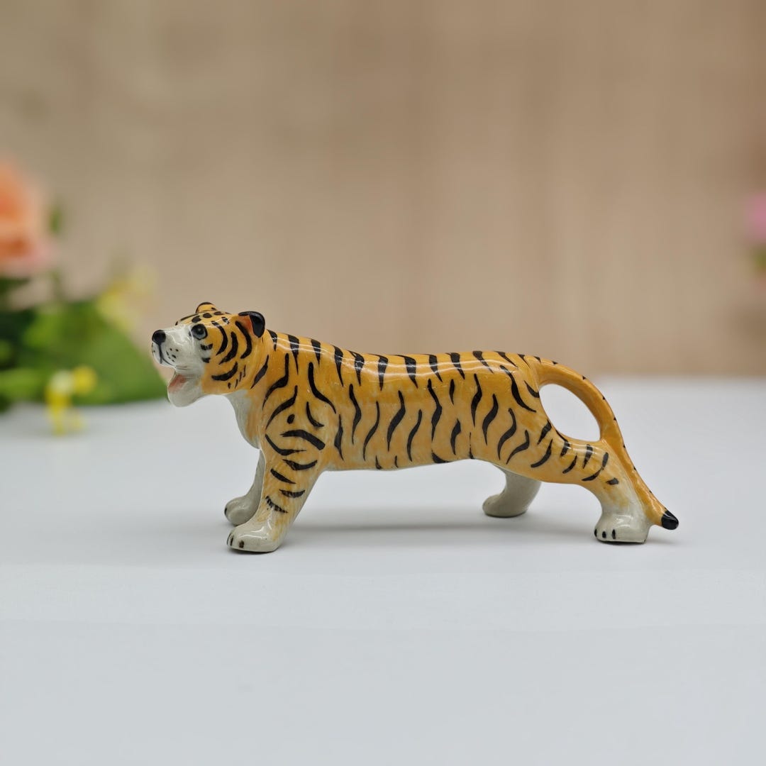 Ceramic Tiger Figurines for Decoration-handmade Mini Tiger Statues ...