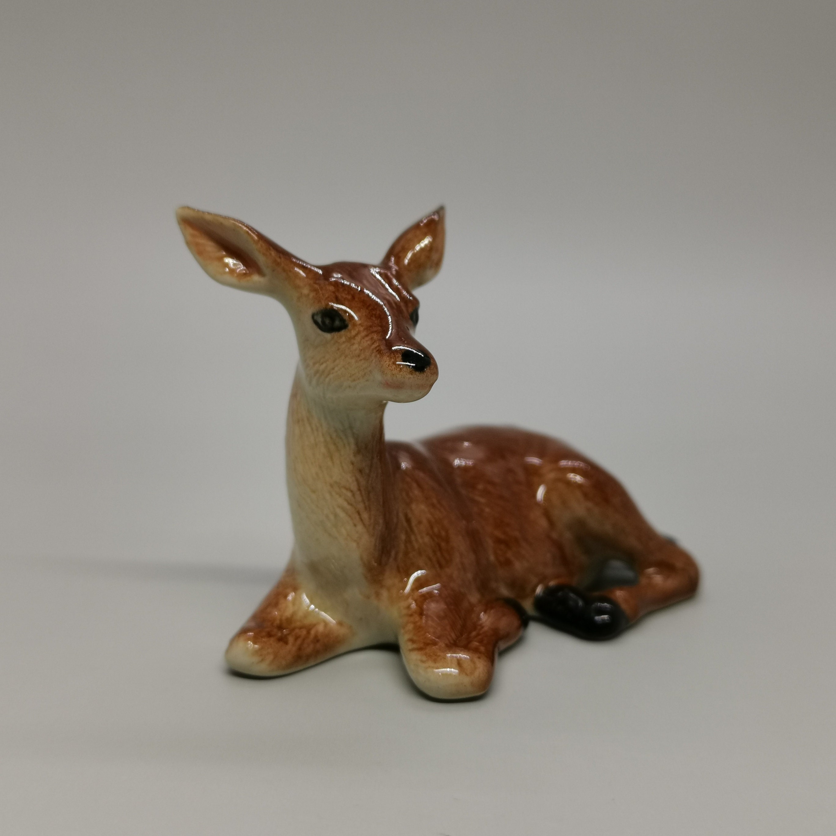 Ceramic Deer Figurine Miniature Ceramic Deer Brown Deer - Etsy