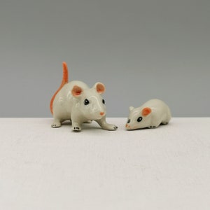 Miniature Ceramic Rat Figurines: Adorable Porcelain Animal Statue Set ...