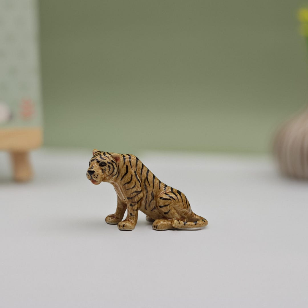 Miniature Ceramic Tiger Figurine: Handcrafted Porcelain Collectible - Etsy