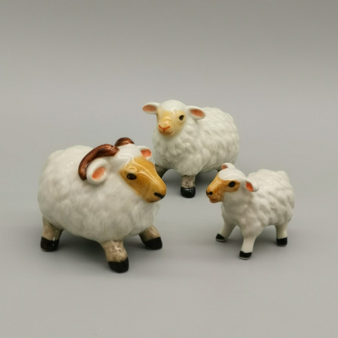Set of 3 Ceramic Sheep Figurines, Sheep Family, Sheep Statue, Daughter ...