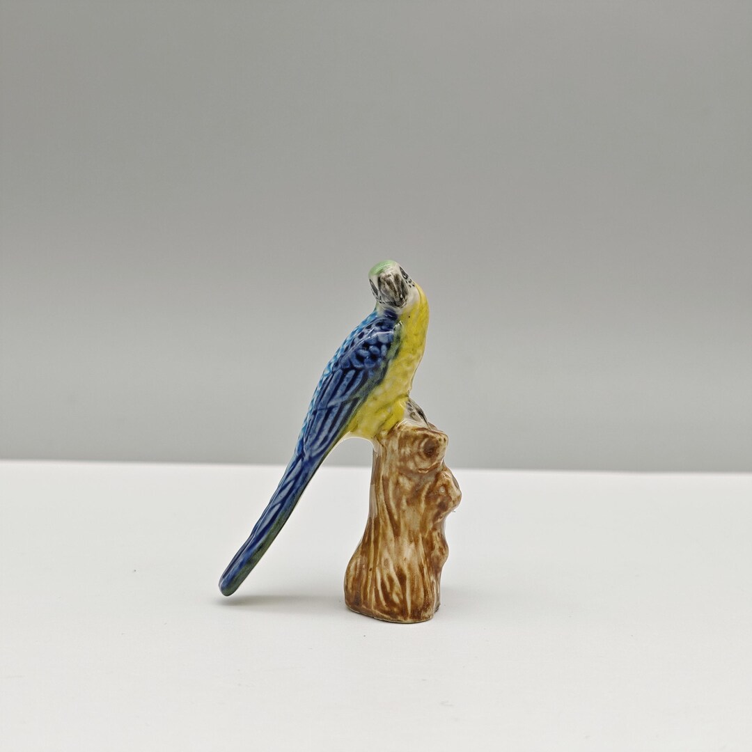 Parrot Figurine, Blue Ceramic Parrots,bird Figurines Ceramic,miniature ...