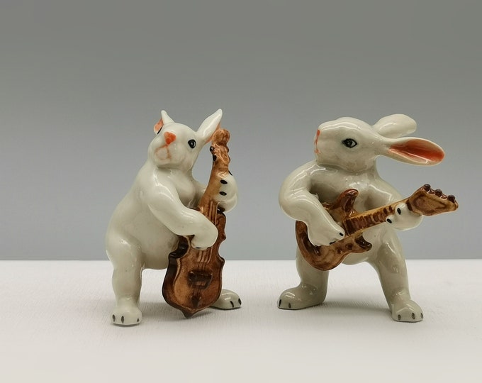 Ceramic Rabbit Figurine, Miniature Rabbit, Musician Rabbit, New Year's ...