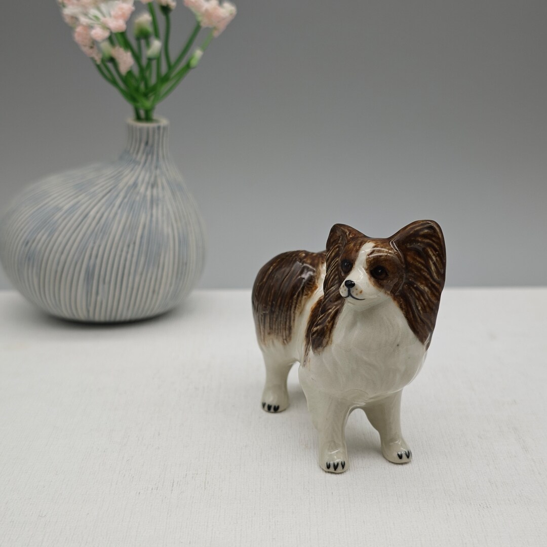 Ceramic Papillon Figurine, Brown, Decorative Dog Figurine,handcrafted ...