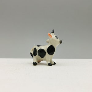 Miniature Ceramic Cow Baby, Handmade, for Room Decoration, Black and ...