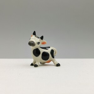 Miniature Ceramic Cow Baby, Handmade, for Room Decoration, Black and ...