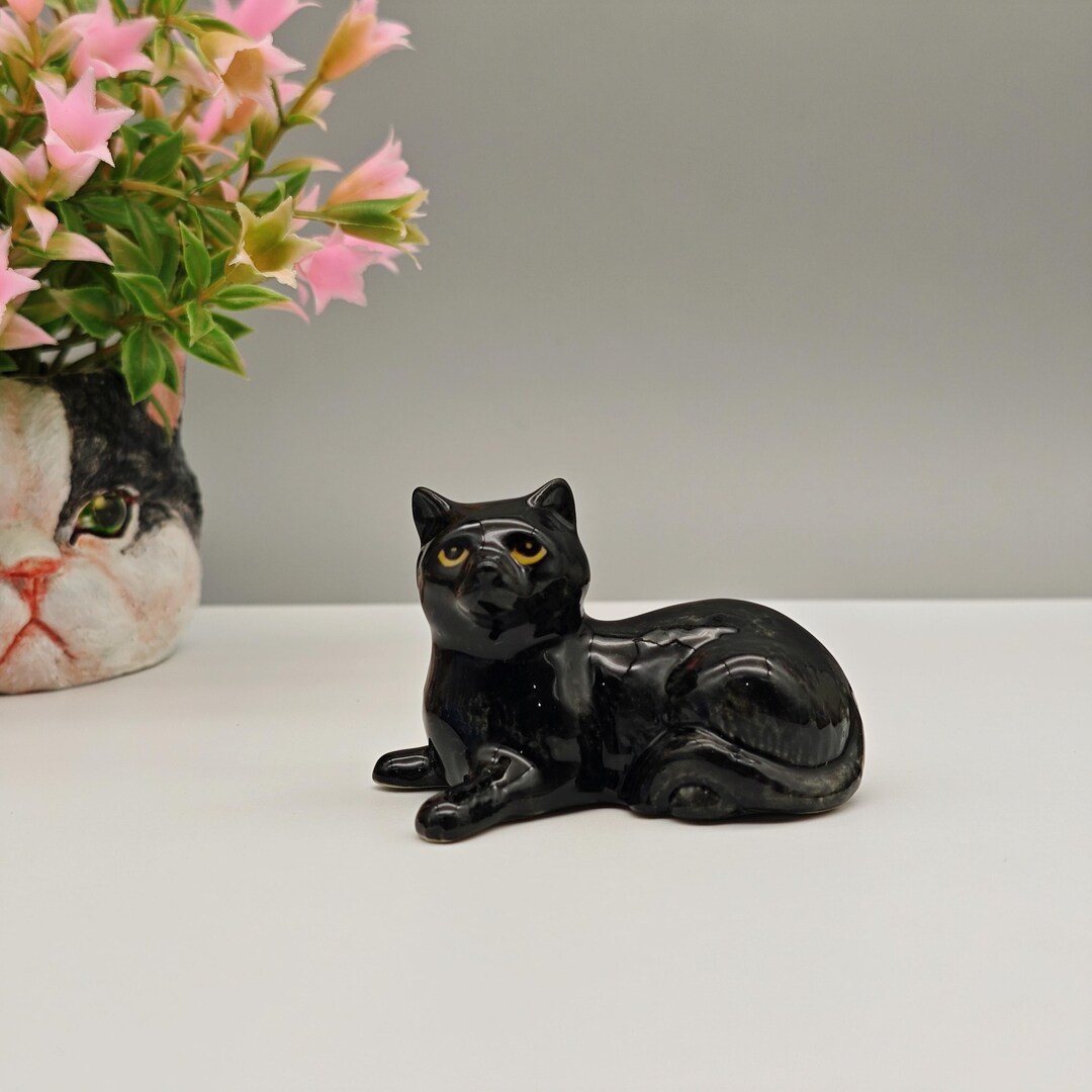 Small Black Cat Figurines-decorative Black Cat Figurines-handmade Black ...