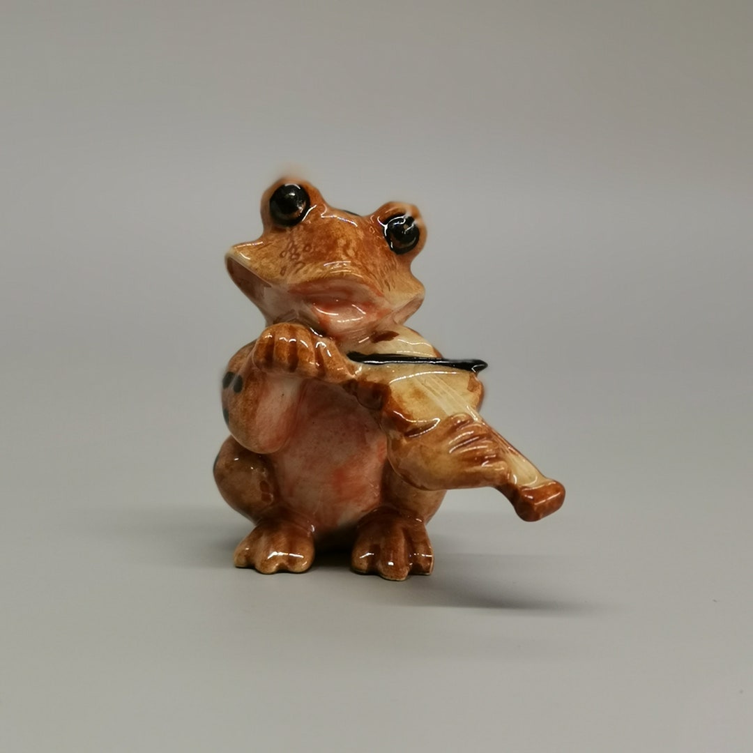 Miniature Frog Figurine Brown Ceramic Frog Frog Playing - Etsy