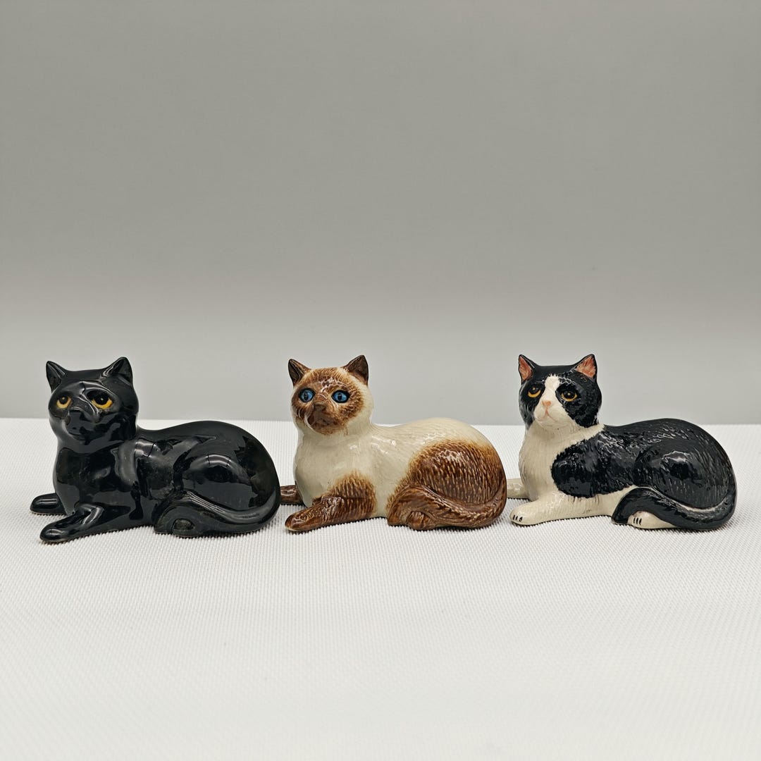 Small Cat Figurines-black and White Cat Figurines-siamese Cat Figurines ...