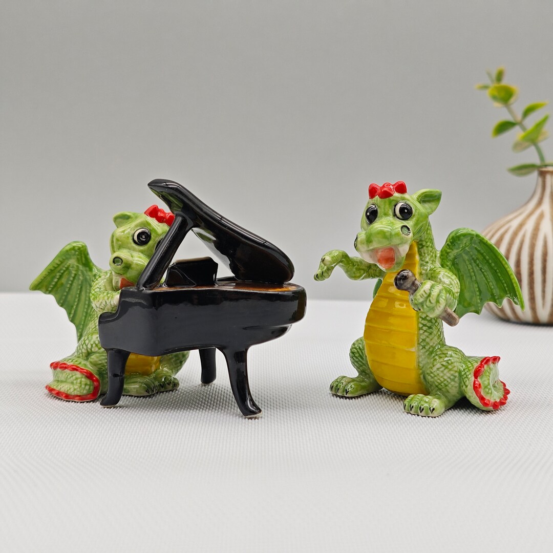 Set of 3 Dragon Figurine for Decoration – Ceramic Dragon Statue ...