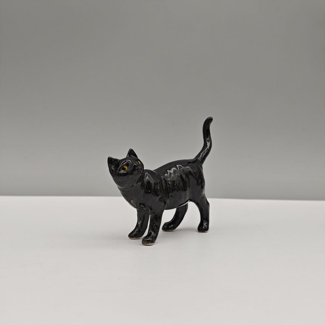 Black Cat Figurines-ceramic Cats Figurine-porcelain Black Cat Figurines-black Cat Lover Gifts ...
