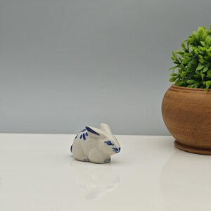 Ceramic Rabbit Figurines-blue and White Rabbit-handcrafted Rabbit Decor ...