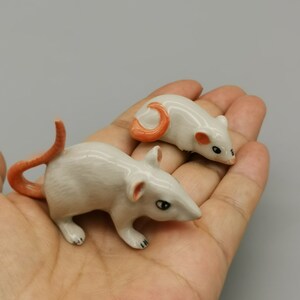 Miniature Ceramic Rat Figurines: Adorable Porcelain Animal Statue Set ...