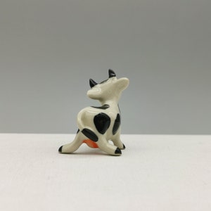 Miniature Ceramic Cow Baby, Handmade, for Room Decoration, Black and ...