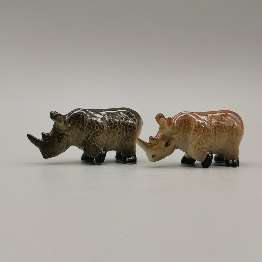 Rhinoceros Figurine-painted Ceramic Rhinoceros Figurine-ideal for ...