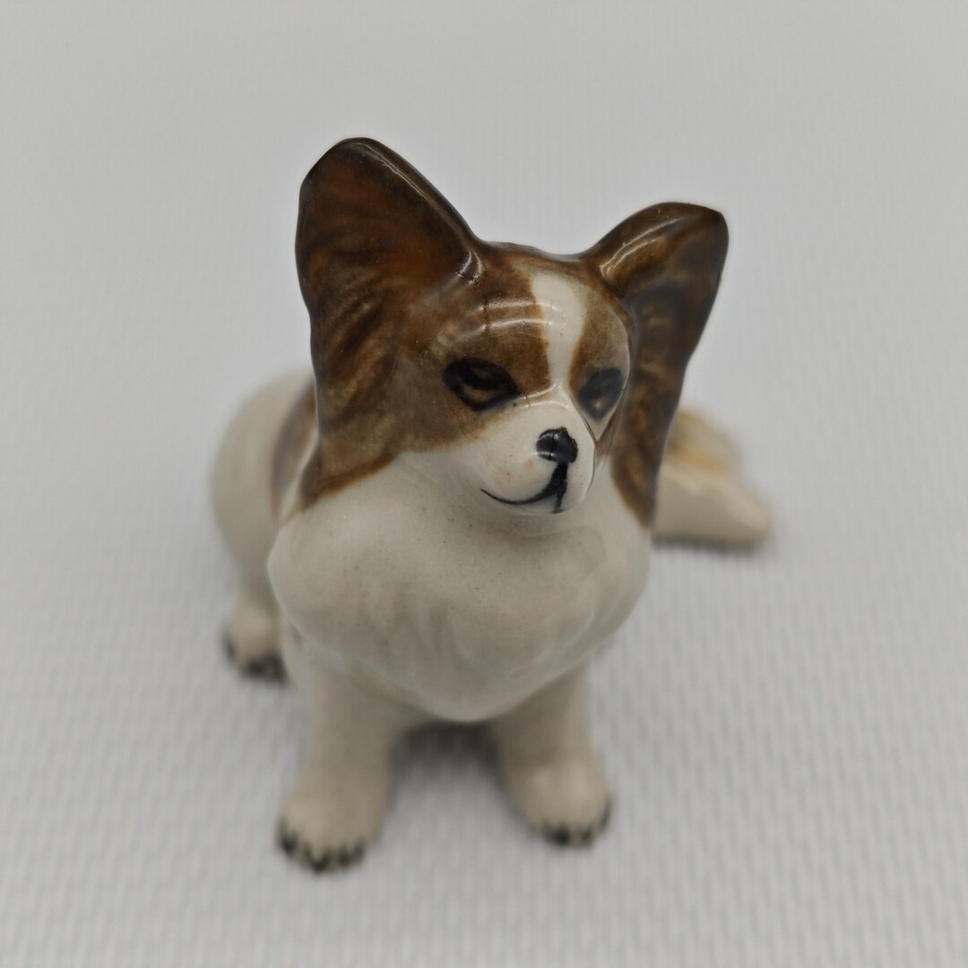 Papillon Figurine-brown-ceramic Dog Ornament-papillon Dog Gift Ornament ...