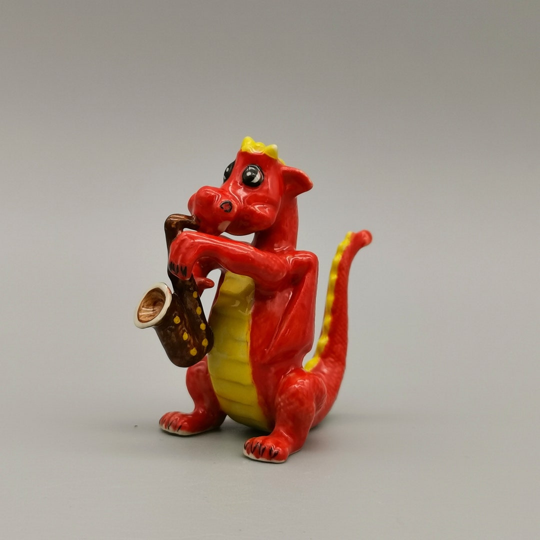 Ceramic Dragon Figurine, Red Dragon Plush, Gift for Him, Best Friend ...
