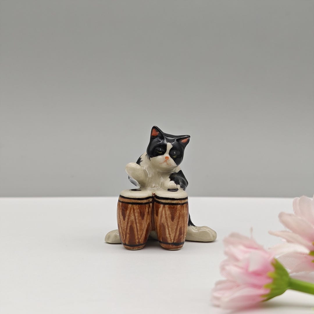 Miniature Ceramic Cat Figurines-small Ceramic Cats for Display-cat ...