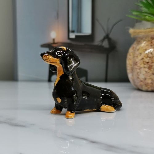 Ceramic Dachshund Figurines Miniature Animal Figurine - Etsy