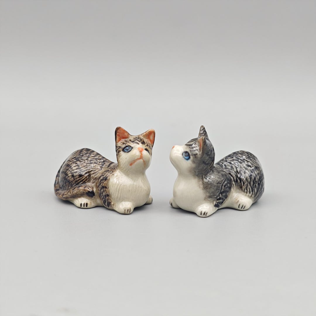 Handmade Miniature Ceramic Cat Figurines: Home Decor, Set of 2 - Etsy
