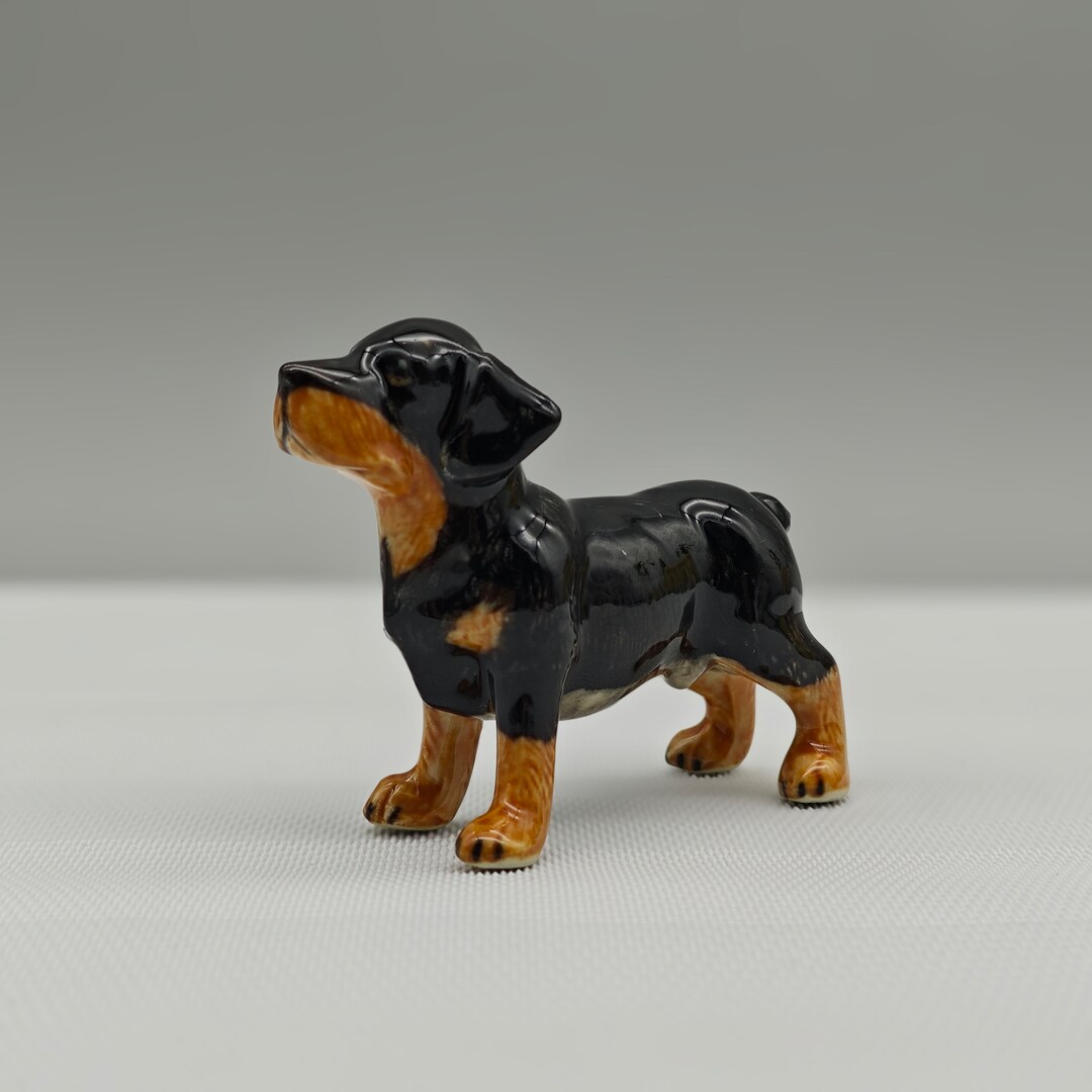Miniature Ceramic Rottweiler Dog Figurine-decorative Rottweiler Dog ...