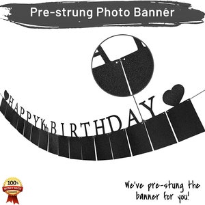 Sweet 16 Birthday Decorations Photo Banner in Black Pre-assembled ...