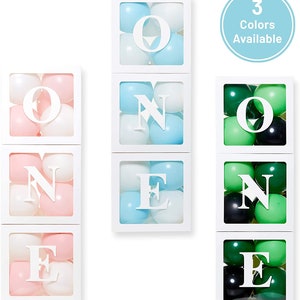 First Birthday Balloon 'ONE' Boxes for Baby Boy WITH 24 Balloons Baby ...