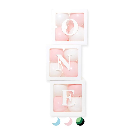 First Birthday Balloon 'ONE' Boxes for Baby Girl WITH | Etsy