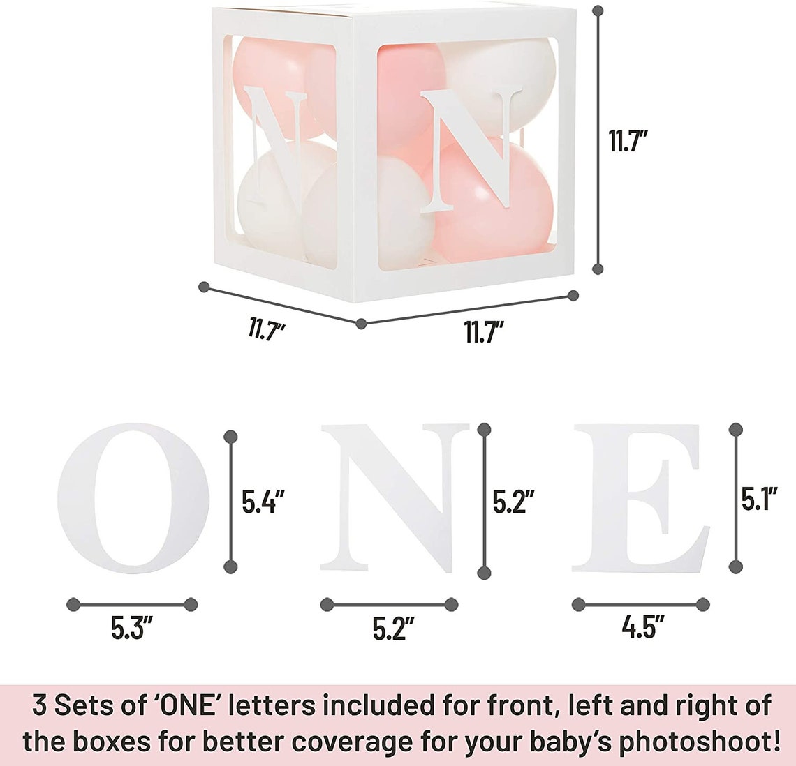 First Birthday Balloon 'ONE' Boxes for Baby Girl WITH | Etsy