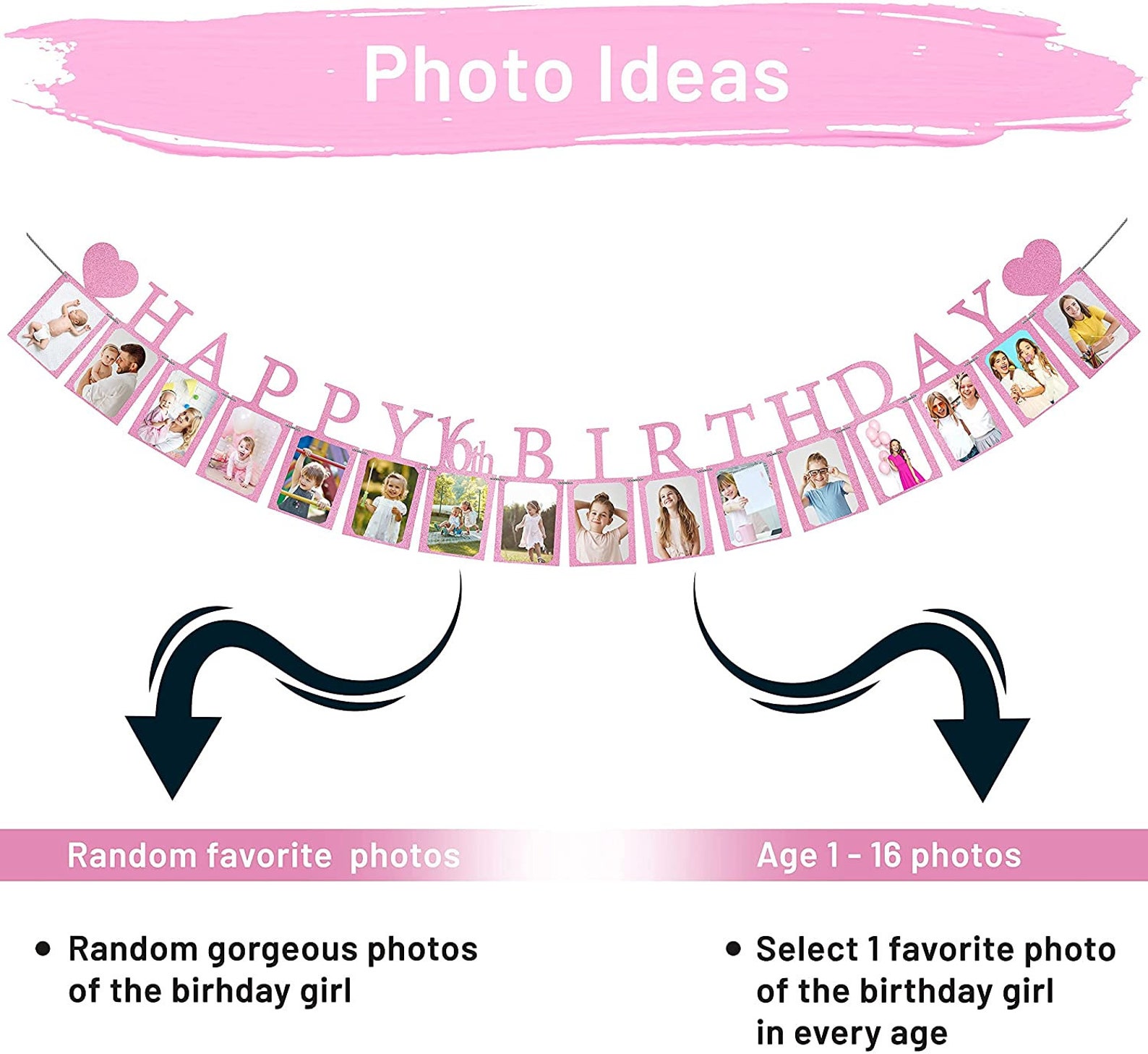 Sweet 16 Birthday Decorations Photo Banner in Purple Pre-assembled ...