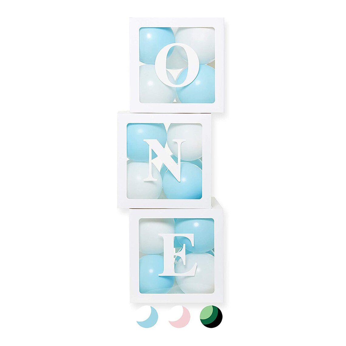First Birthday Balloon 'ONE' Boxes for Baby Boy WITH 24 Balloons | Baby ...