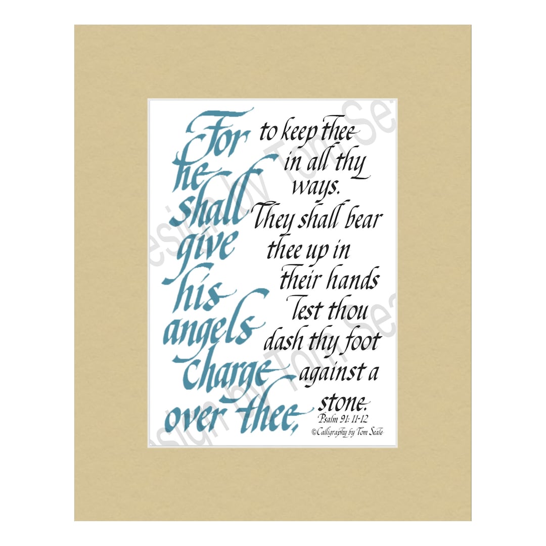 Psalm 91 "for He Shall Give His Angels Charge Over Thee", Calligraphy ...