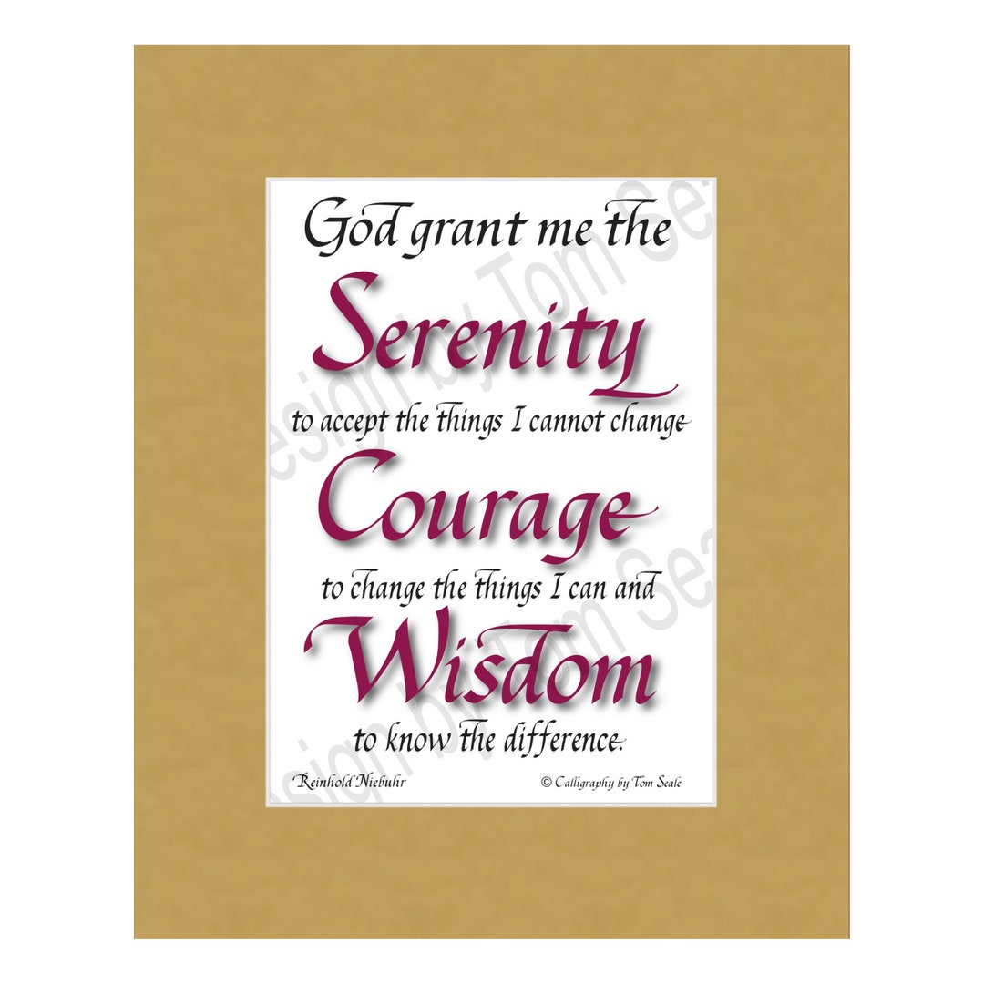 Serenity Prayer, Calligraphy by Tom Seale - Etsy