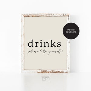 Modern Cream - Drinks Sign -bridal Shower Table Sign - Instant Download ...