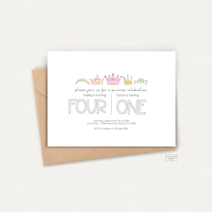 Princess Birthday Party Theme - Cute Crowns - Personalized Invitation ...